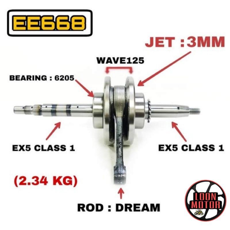 WAVE125 PNP EX5 CLASS 1 SUPER RACING CRANKSHAFT JET 3MM - STRONGER ...