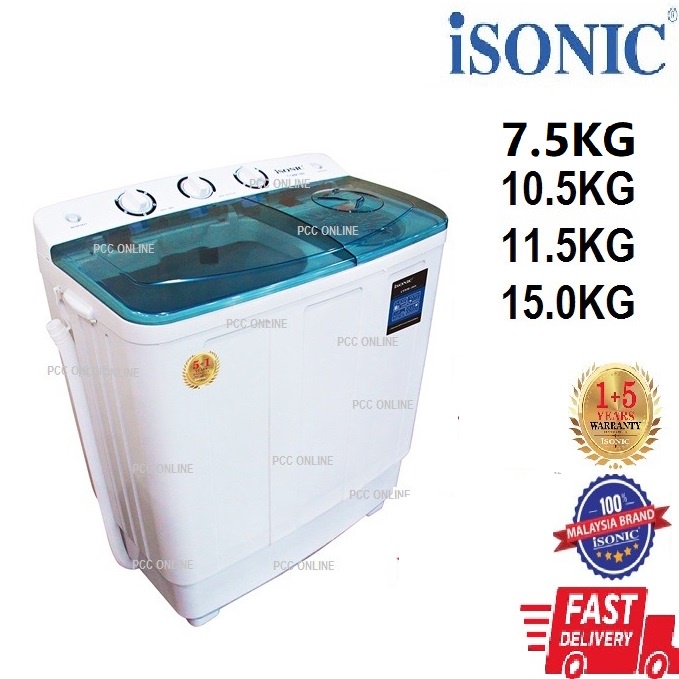 ISONIC SEMI AUTO WASHING MACHINE 8KG | 12KG |18KG WASHING MACHINE ...