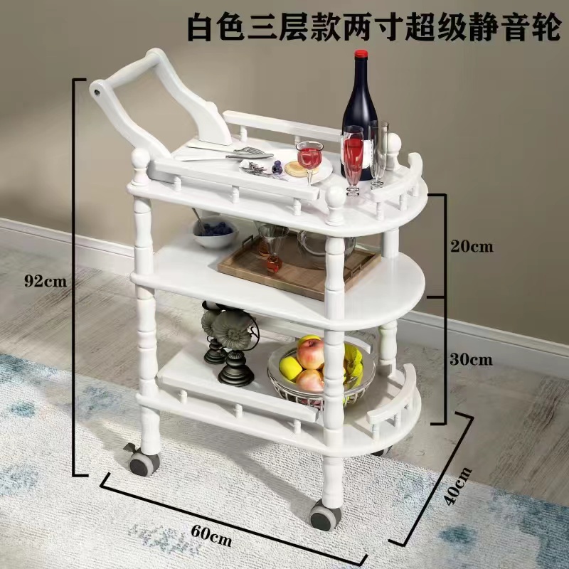 3 Tier Wooden Trolley With Wheel/ Multi function Trolley/ Dining Cart ...