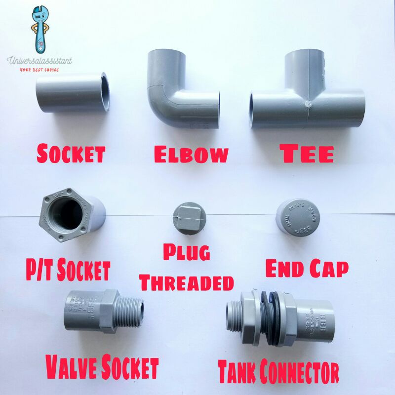 【15mm 1/2 Inchi】PVC Pipe Fitting | Pipe Connector | Elbow Socket Tee P ...
