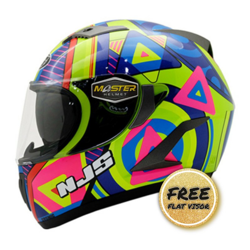 Helmet NJS SHADOW COSMIC YELLOW FLUO NJS COSMIC FREE EXTRA FLAT SMOKE ...