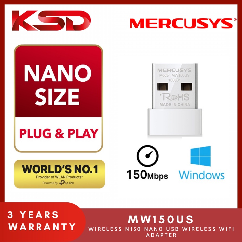 Mercusys MW150US Wireless N150 Nano USB Wireless WiFi Adapter | Shopee ...