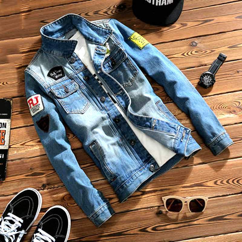 Jeket lelaki Big size Men’s Denim Jeket Korean trend tooling jacket ...