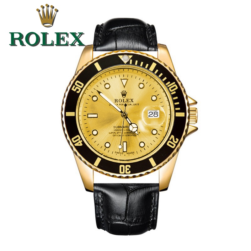 Rolex Men's Fashion Simple Belt Watch Leisure Business Calendar Watch ...