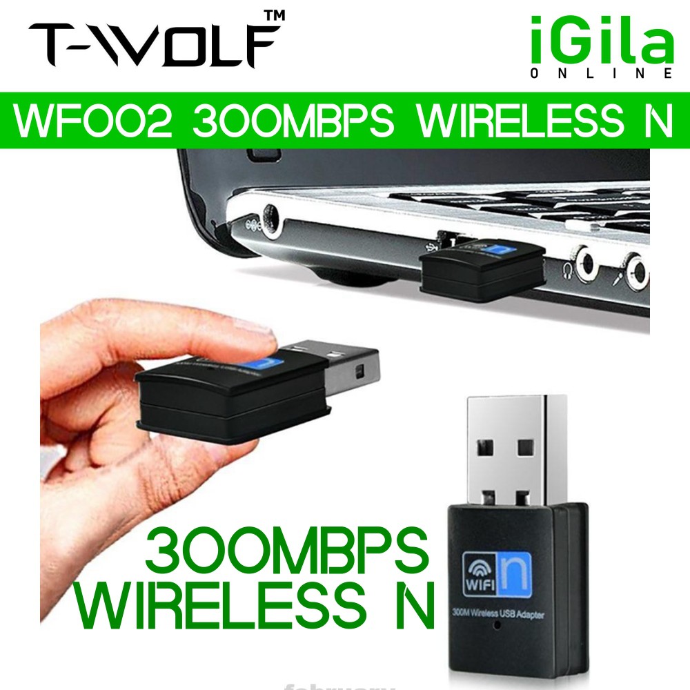 T-WOLF WF002 300Mbps Wireless N 802.11N Wifi adapter / Wifi Dongle 300M. LIKE WN725N WN727N ...