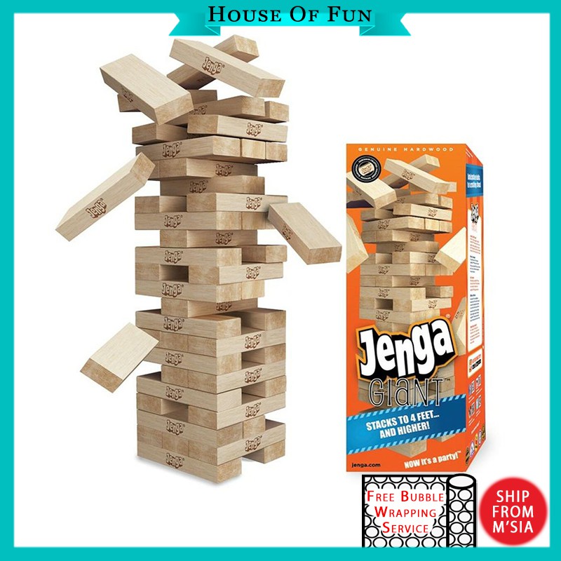 HOT ITEM Jenga GIANT Genuine Hardwood Game Stacks to 4+ feet Family ...