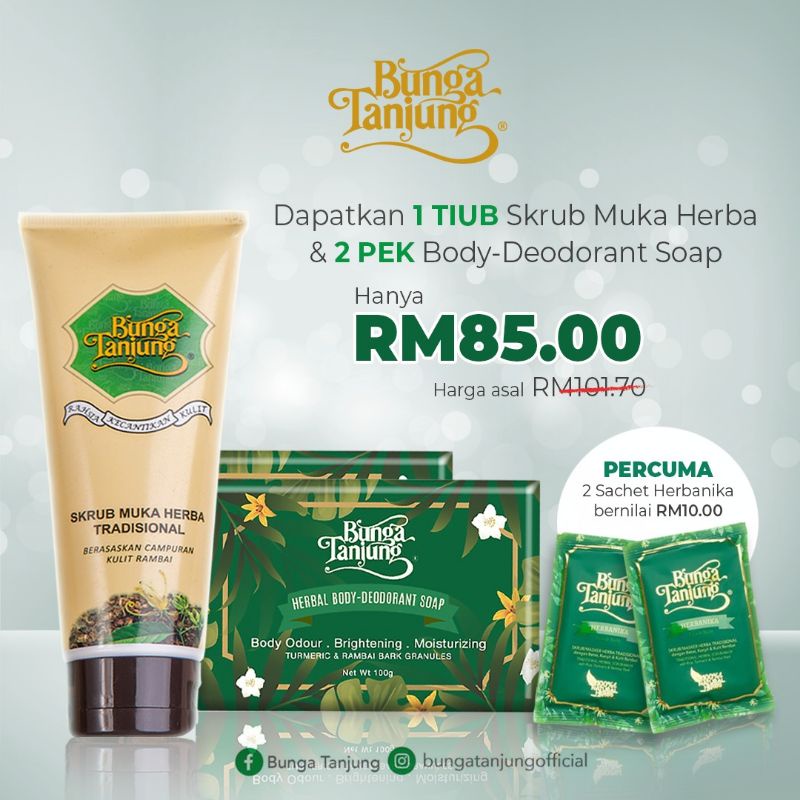 🔥 BUNGA TANJUNG / RAMBAI COMBO SKRUB DEODORANT SOAP HERBA TRADISIONAL ...