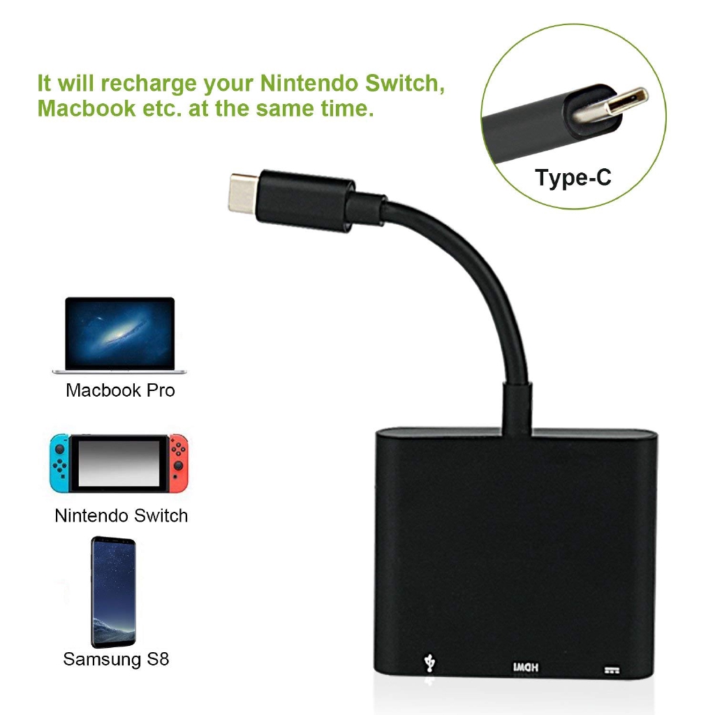 HDMI USB C Hub Adapter Nintendo Switch, 1080P Type C to HDMI Converter ...
