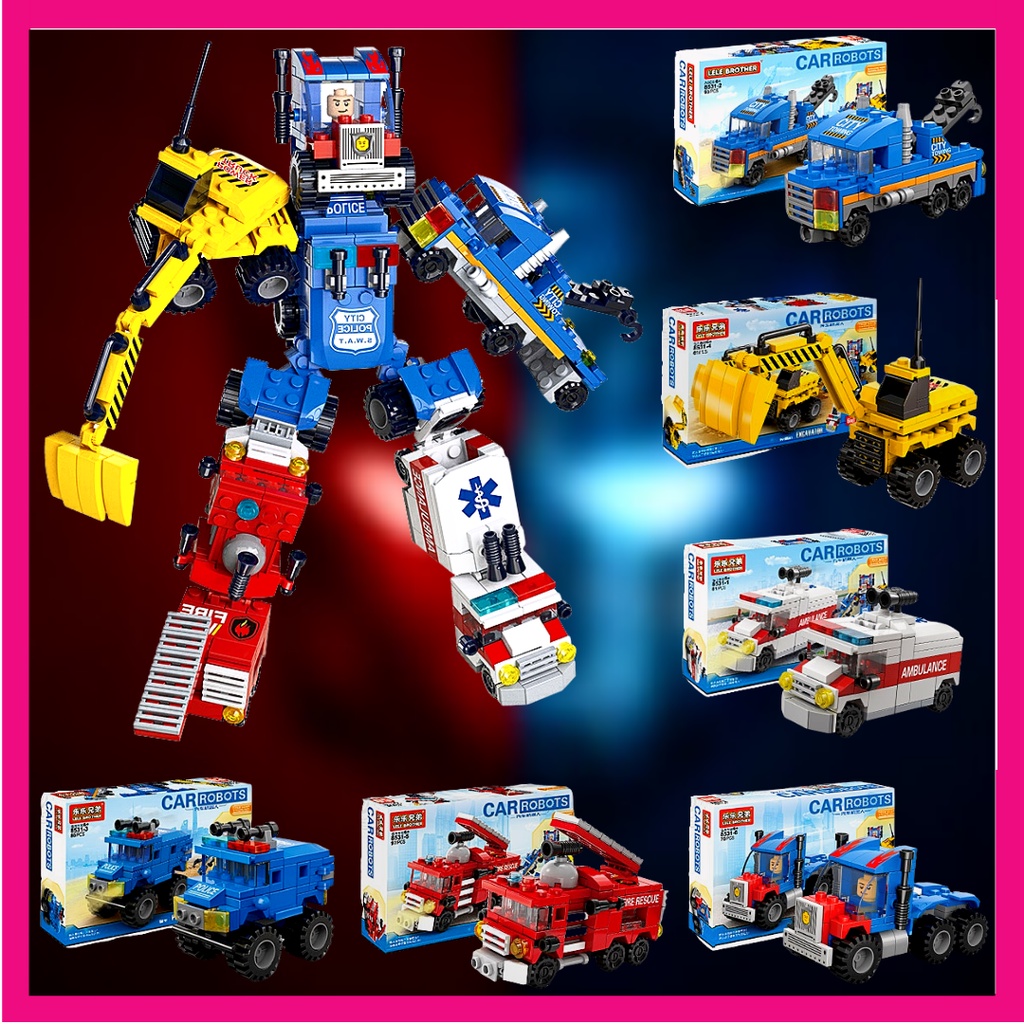 😍READY STOCK😍 LELE BROTHER Car Robots Bricks-Car Robot 6 IN 1 | Shopee ...