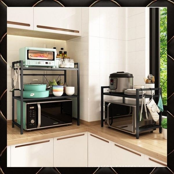 Foldable Microwave Oven Rack Free Installation Microwave Shelf ...