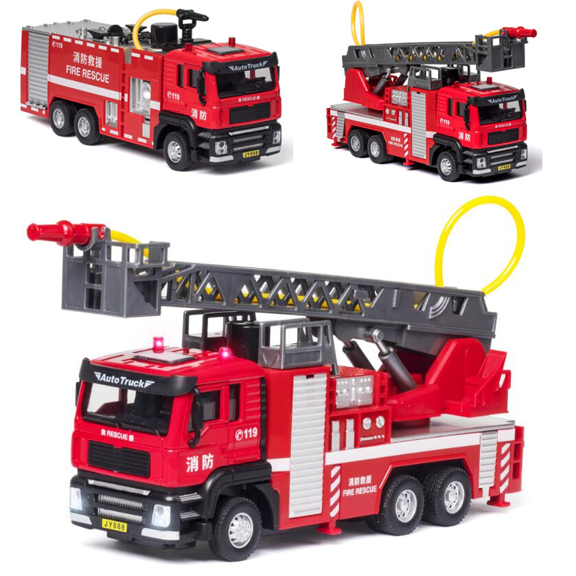 1:50 Water Tank Ladder Fire Control Car Model Fire truck Die-Cast ...