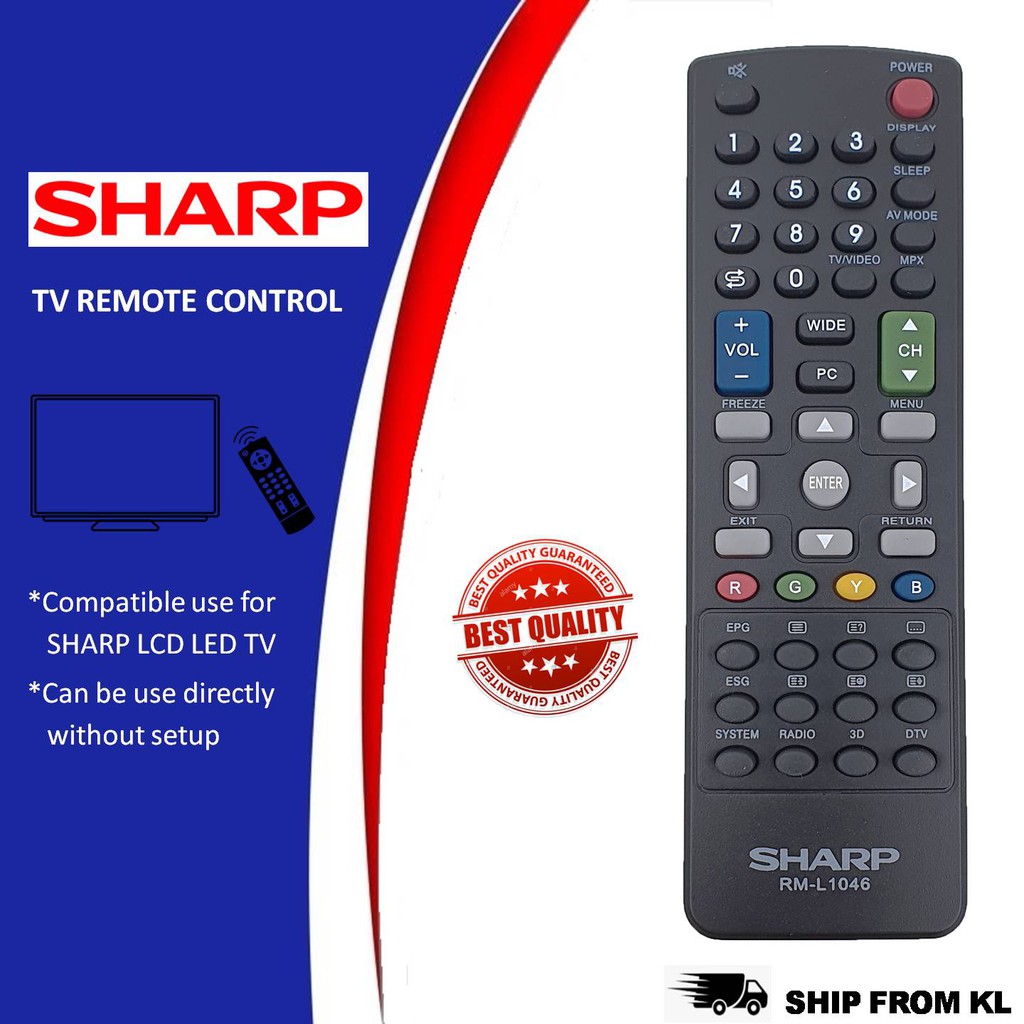 [ SHARP ] Compatible for SHARP LED LCD TV Remote Control (RM-L1046) | Shopee Malaysia