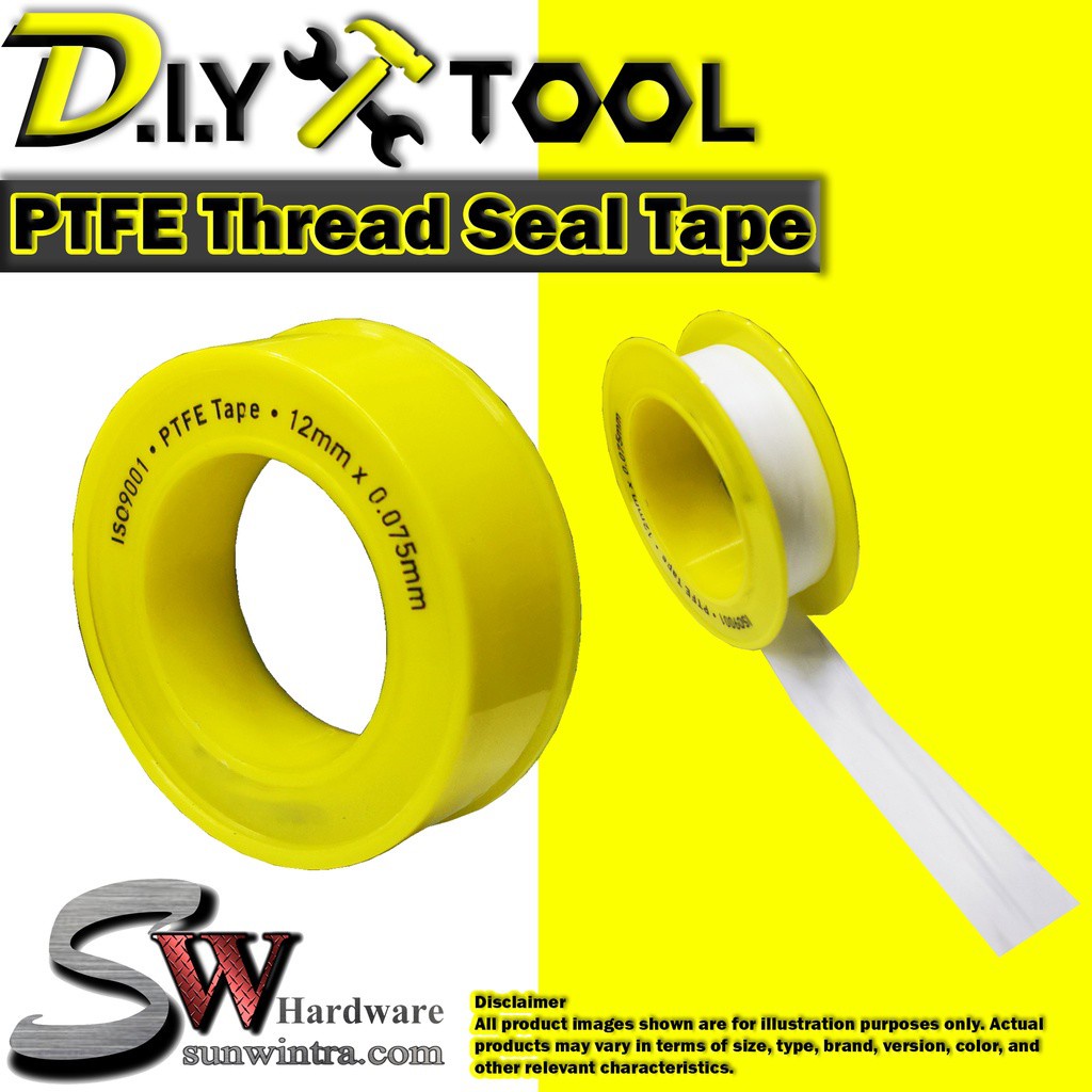 SW Hardware PTFE Thread Seal Tape Water Plumber Teflon Tape Sink Bib ...