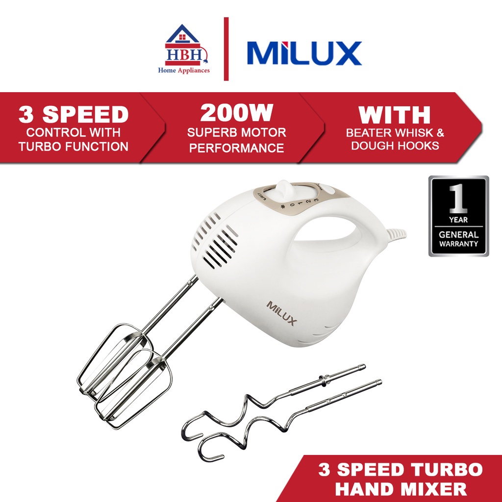 Milux MHM-250 200W 3 Speed Turbo Hand Mixer | Shopee Malaysia