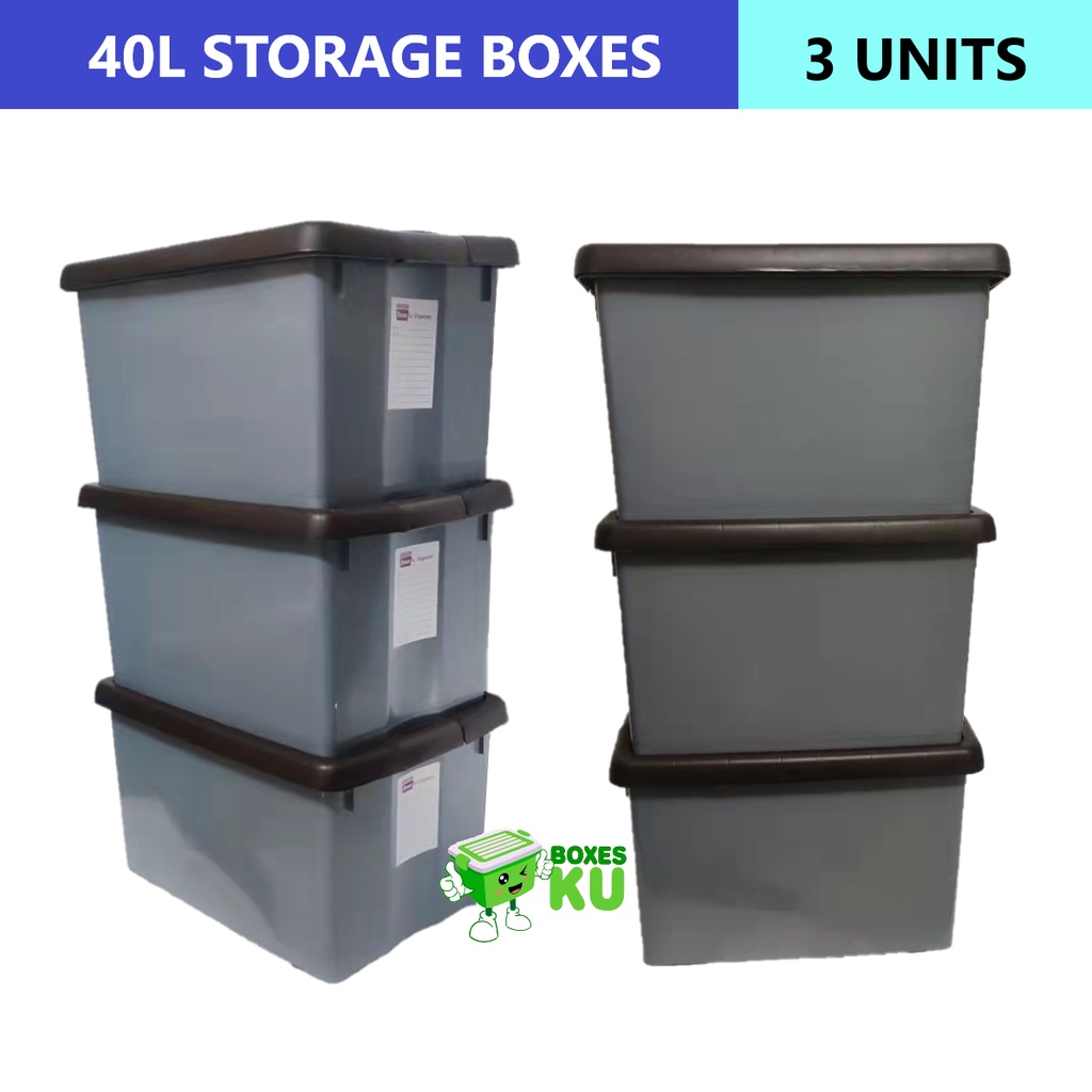 [NEW] 3 UNITS 40L PLASTIC STORAGE BOX / 3 UNIT BEKAS SIMPANAN PLASTIK 40L / 3 PCS * 40L = 120L ...