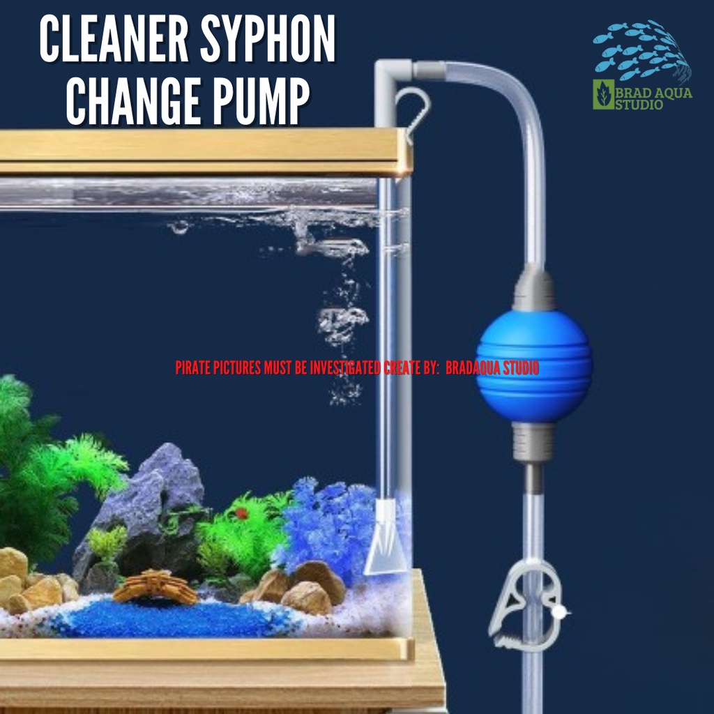 AQUARIUM Fish Tank Cleaner Syphon Change Pump Sand Water Filter ...