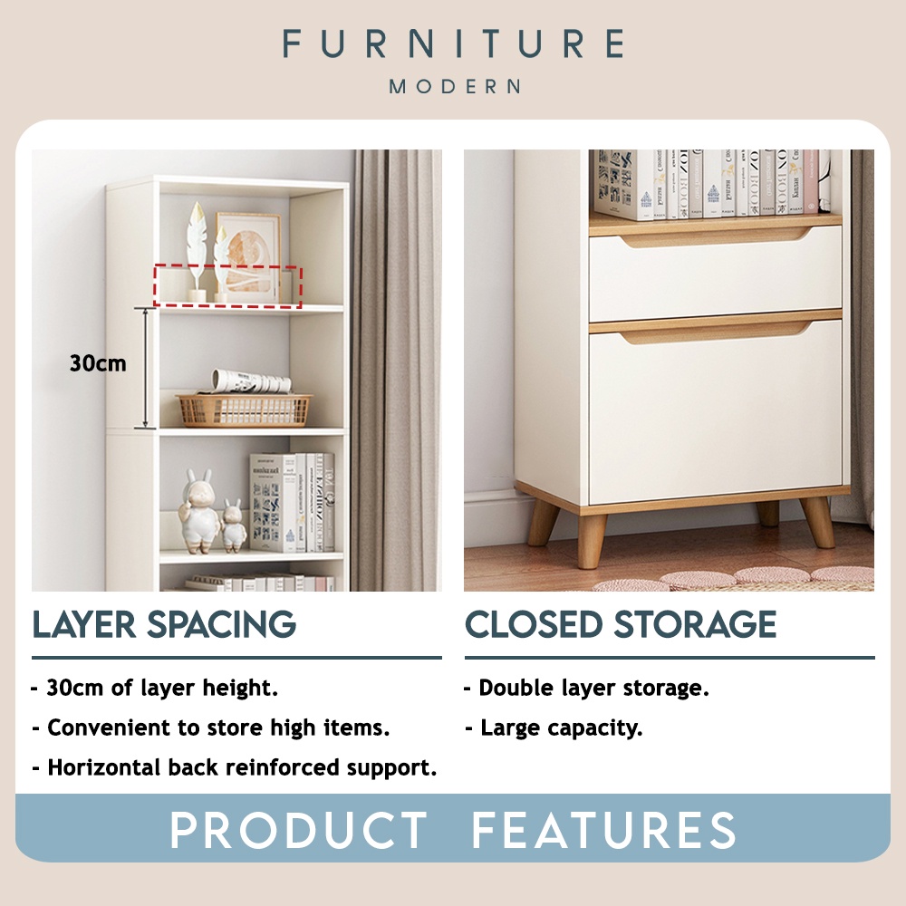 Borong365 Multi Layers Wooden Drawer Cabinet Rack Book Shelf Wooden ...