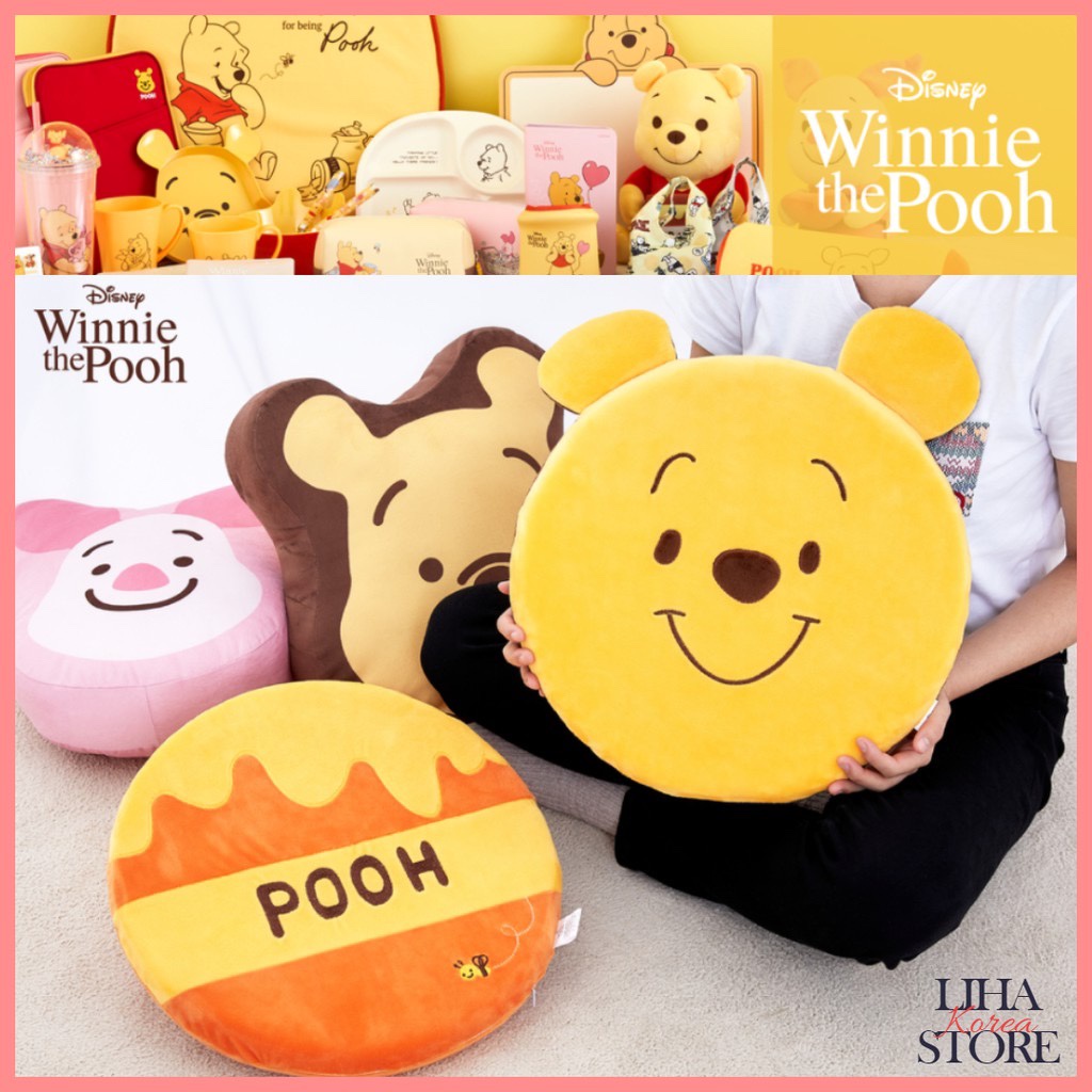 DAISO KOREA X Disney Winnie the Pooh Stuffed Face Cushion/Sponge ...