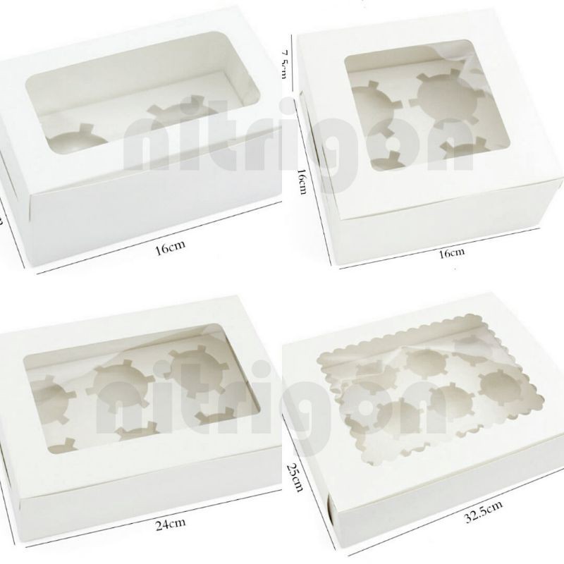 Bakery Pastry Dessert Muffin Cup cake Gift Box White Window Bake Cup ...