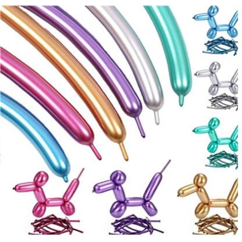 10pcs/lot Metallic Pearl Latex Balloon / Long Shape Metal Chrome Magic ...