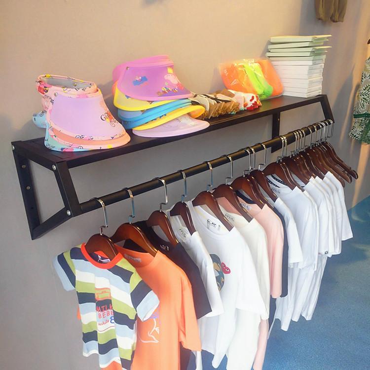 Clothing Store Display Rack Wrought Iron On The Wall Hanging Shelf Men ...