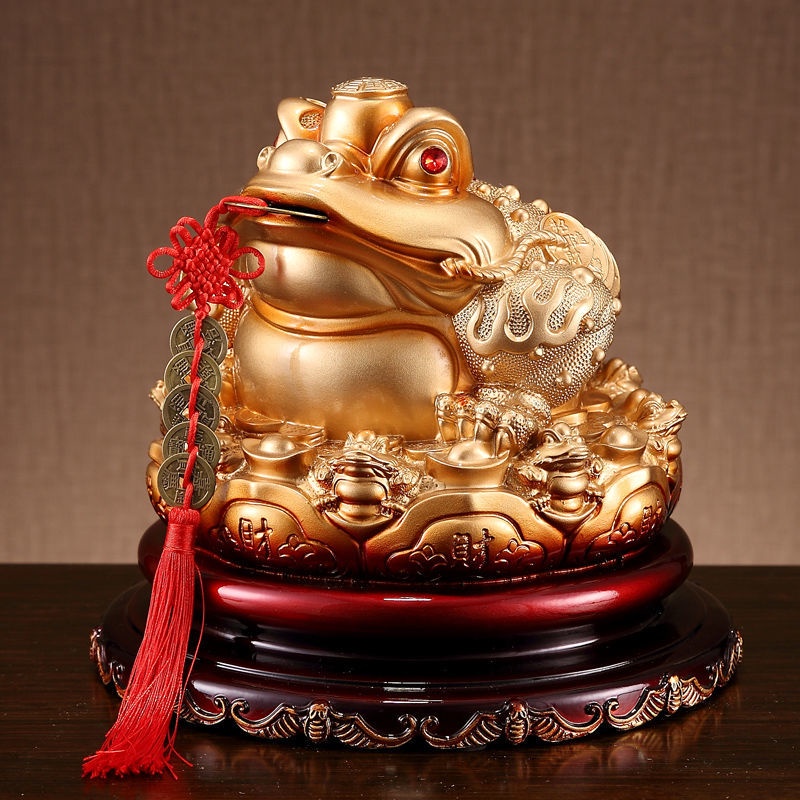 Lucky Decoration Golden Toad Large Three-Footed Toad Coin Bank Golden ...