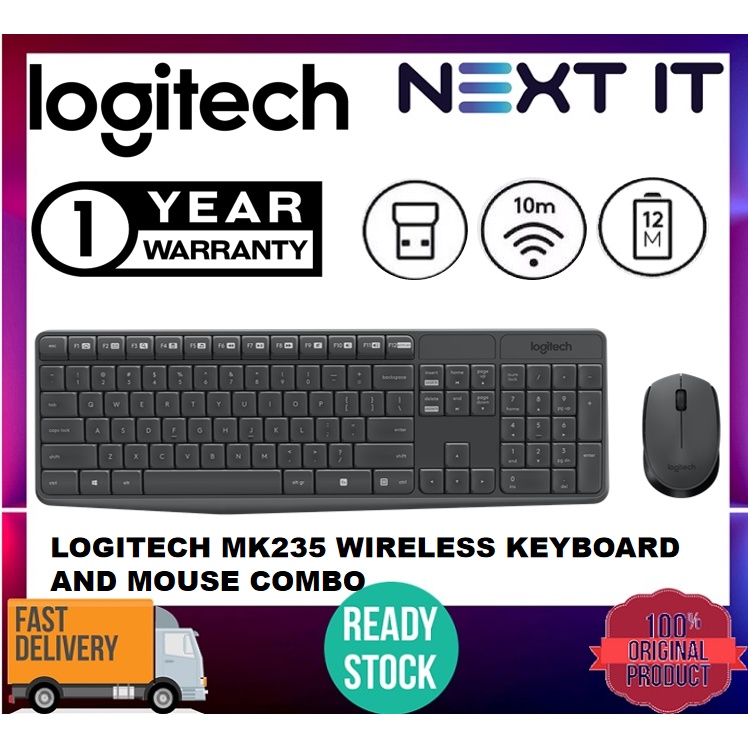 [ready Stock] Logitech Mk235 Durable Wireless Keyboard And Mouse Combo Shopee Malaysia