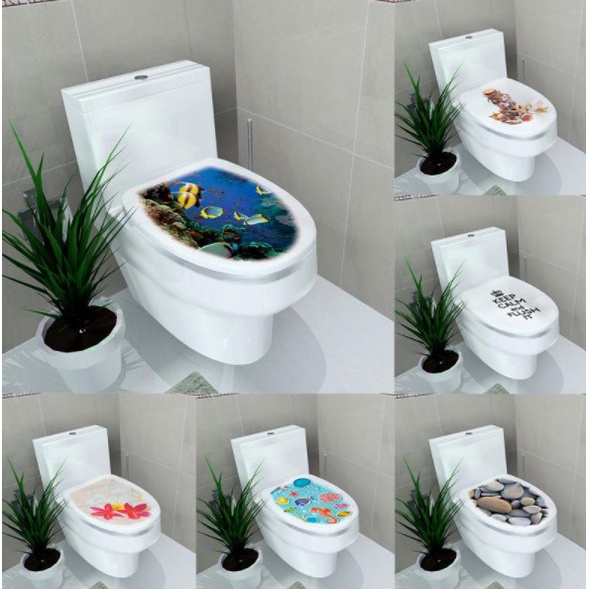 Toilet sticker decoration creative Ocean toilet cover sticker Fish ...