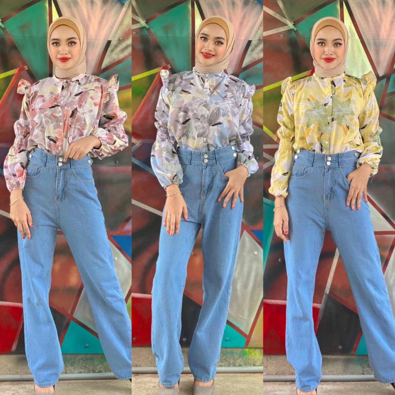 [A] ‼️New Arrival‼️ BLOUSE ROPOL BAHU FLORAL K16 | Shopee Malaysia