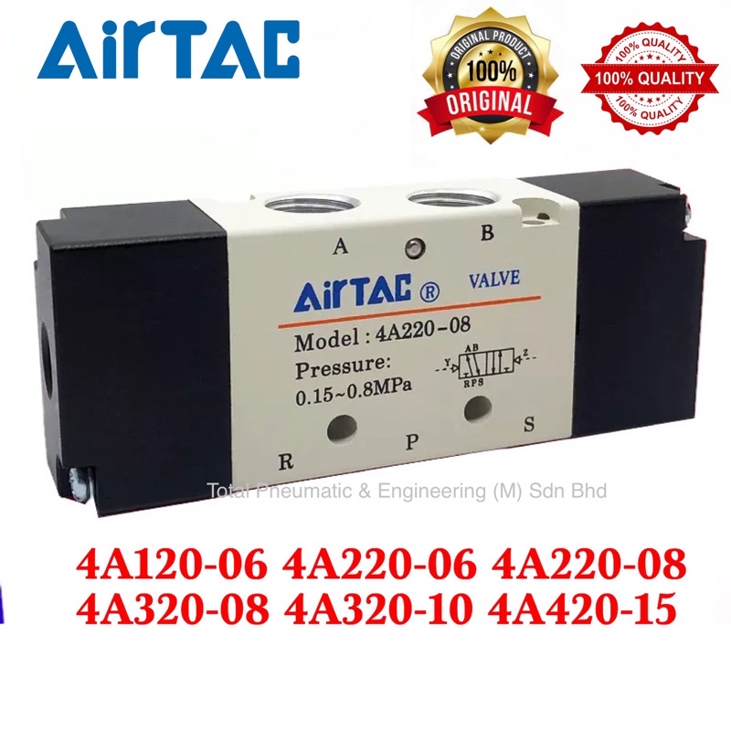 AirTAC 4A120-06 4A220-06 4A220-08 4A320-08 4A320-10 4A420-15 Pneumatic Air Valve Pilot Valve ...