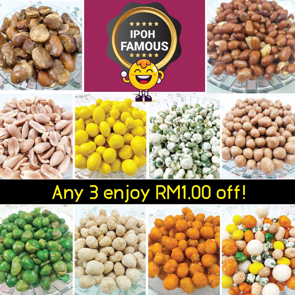 [500g] Aneka Kacang Putih Ipoh Buntong Original Muruku mix nuts beans ...