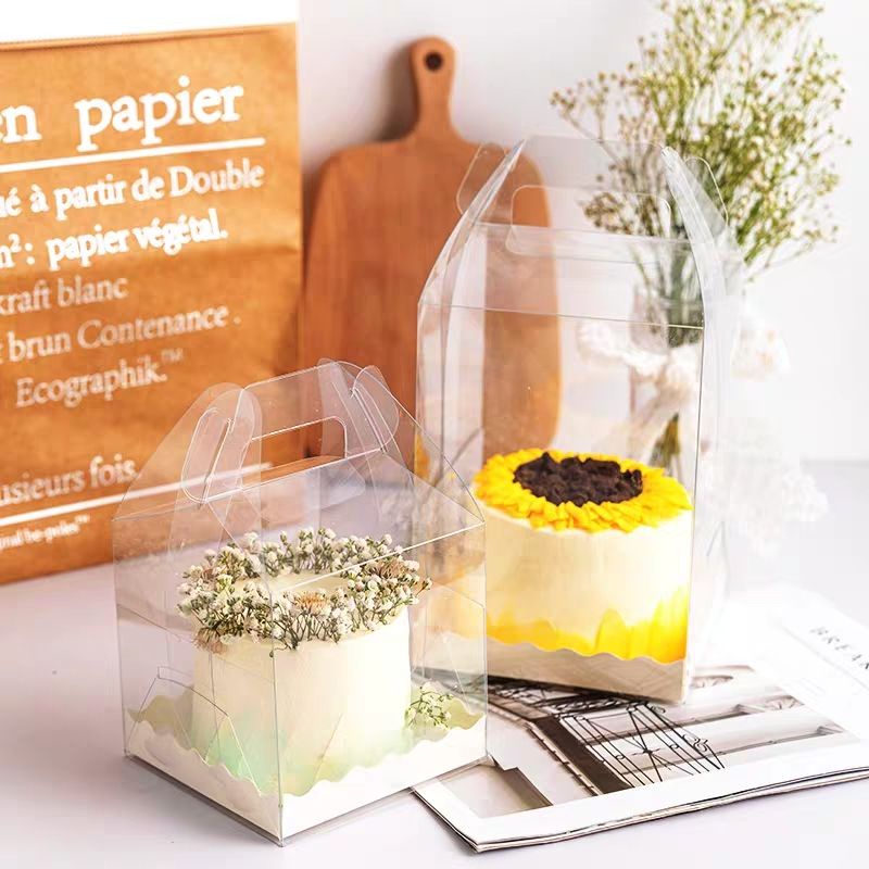 Portable transparent cake box 4 inch 5 inch extra height 手提式蛋糕盒4寸5寸加高 ...