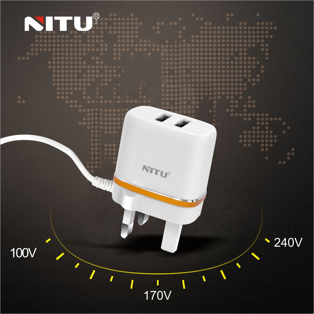 NITU NT-TC011 DUAL PORT HOME CHARGER 2.4A WITH USB CABLE | Shopee Malaysia