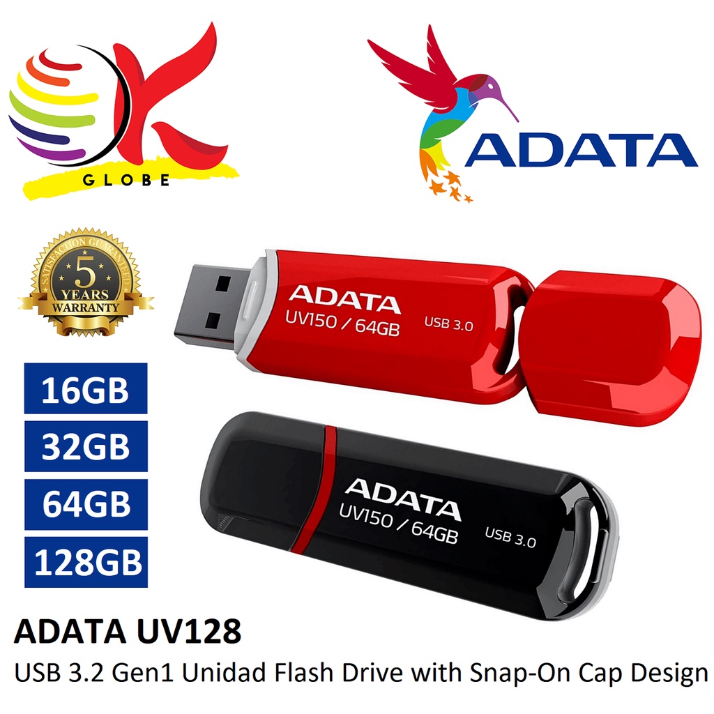 ADATA UV150 USB FLASH DRIVE USB3.2 PENDRIVE THUMBDRIVE THUMB DRIVE WITH SNAP-ON CAP DESIGN ...