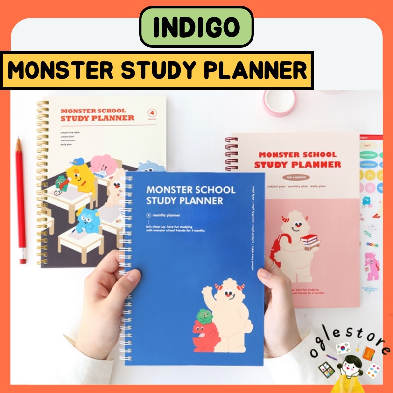 Korea Cute Monster Study Planner 4Months Korean Studyplanner Study Plan ...