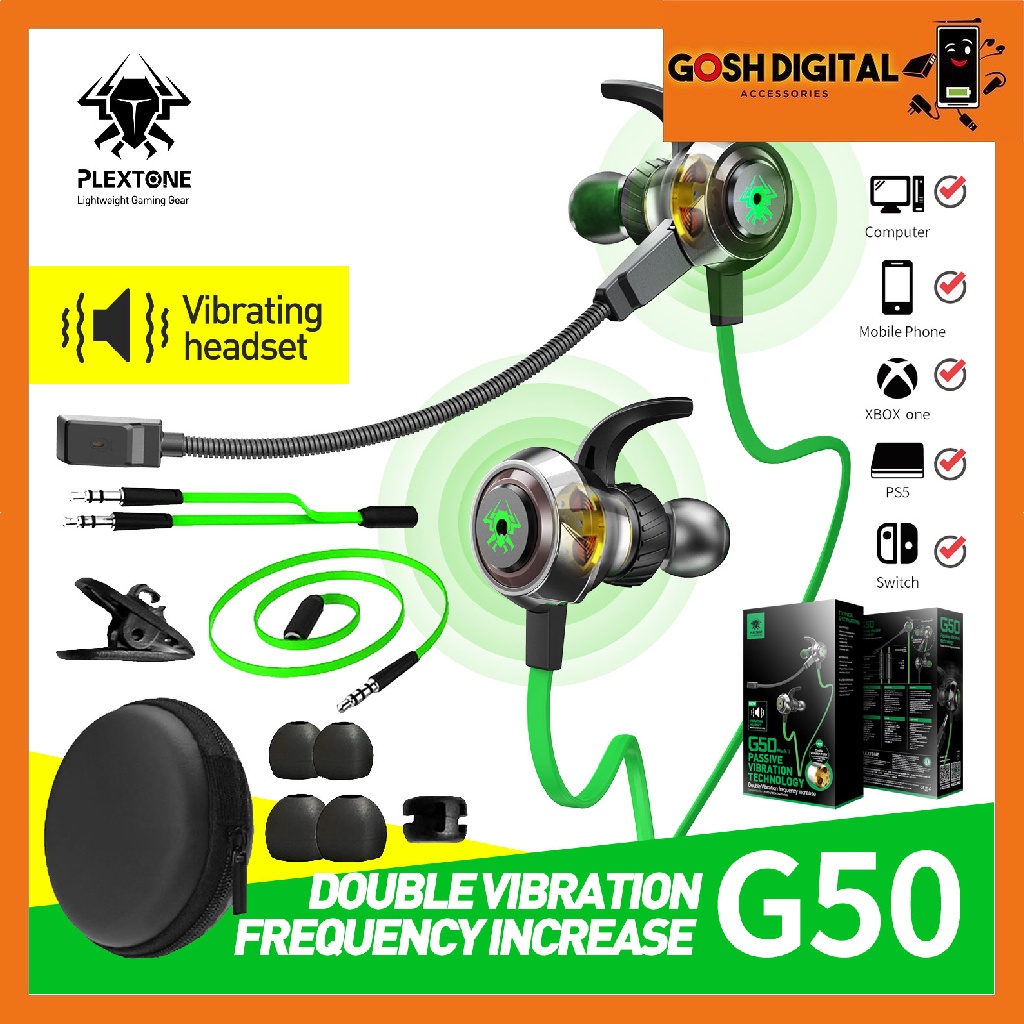 PLEXTONE G50 Mark II Super Vibration Bass Gaming Earphone Long Mic ...