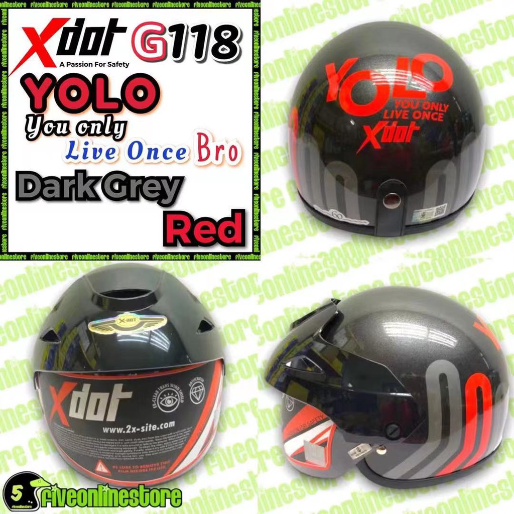 XDOT G118 YOLO Half Cut Helmet SIRIM ORIGINAL Topi Keledar Kura Motor ...
