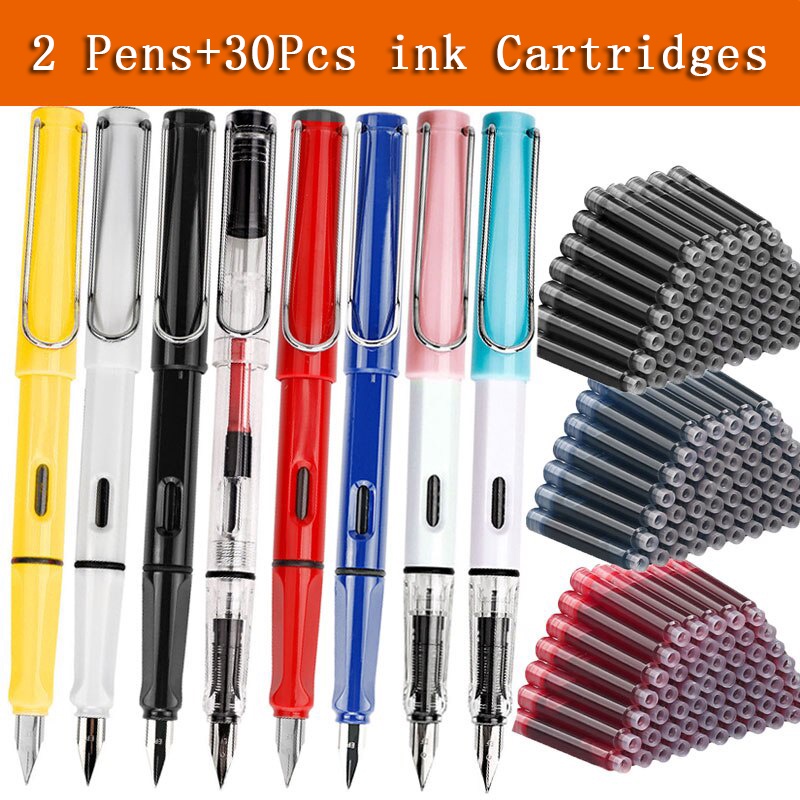 32PCS fountain pen set 0.38mm tip black, blue, red Kawaii school ...