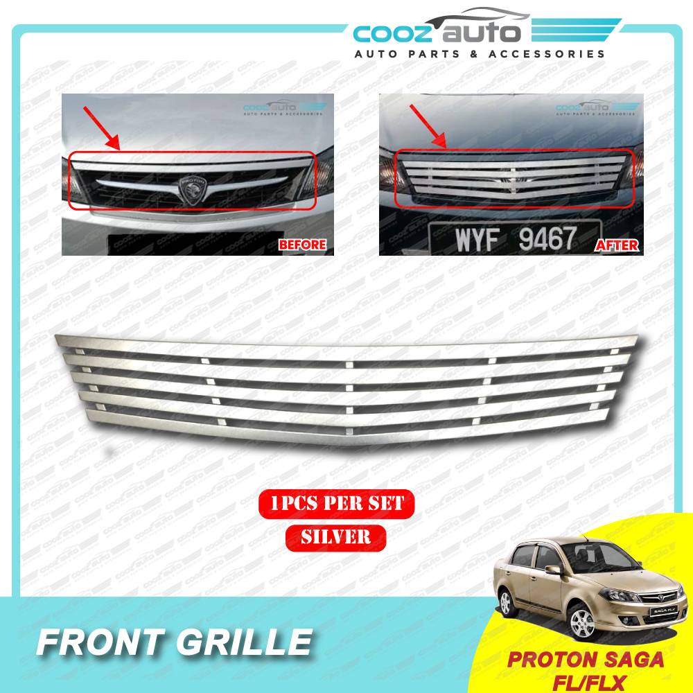 Proton Saga FLX Front Up Grille Grill Carbon Silver Chrome | Shopee ...