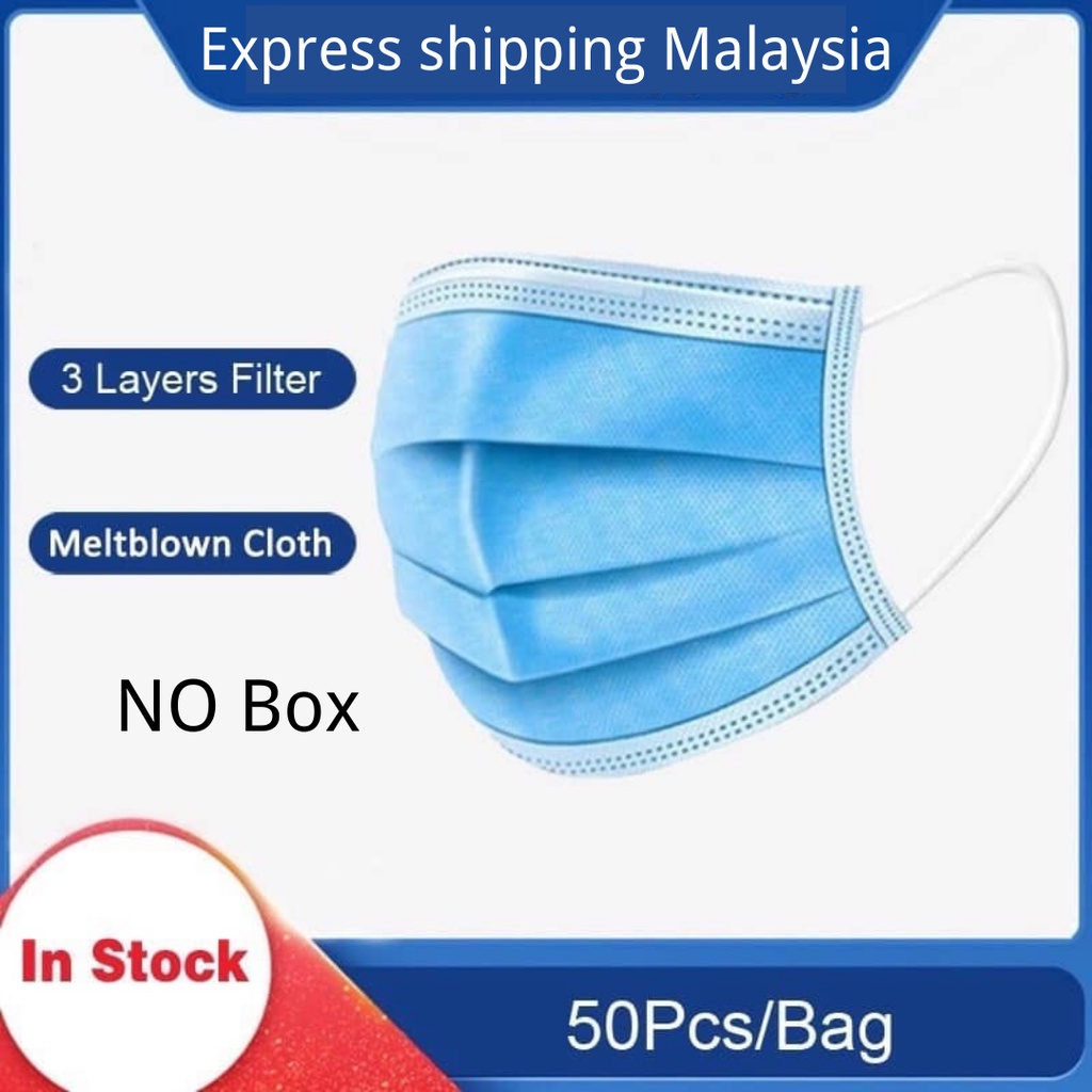 READY STOCK | 50pcs Mask 3ply Disposable Adult Face Mask (No Box) BLACK ...