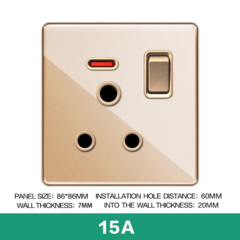 LEJI PMMA GOLD Panel Switch 13amp Modern Lighting Switch Universal 3 ...