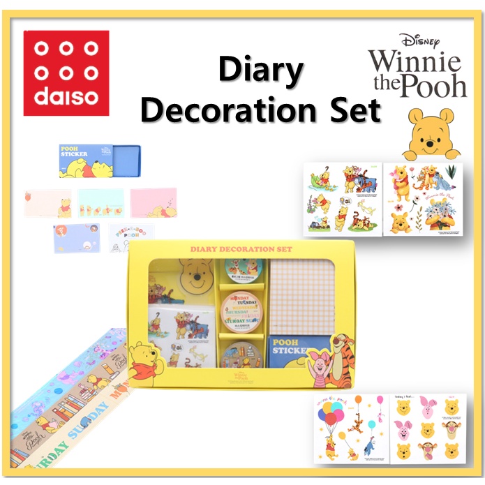 [DAISO KOREA] Winnie The Pooh Diary Decoration Set ( Sticker / Masking ...