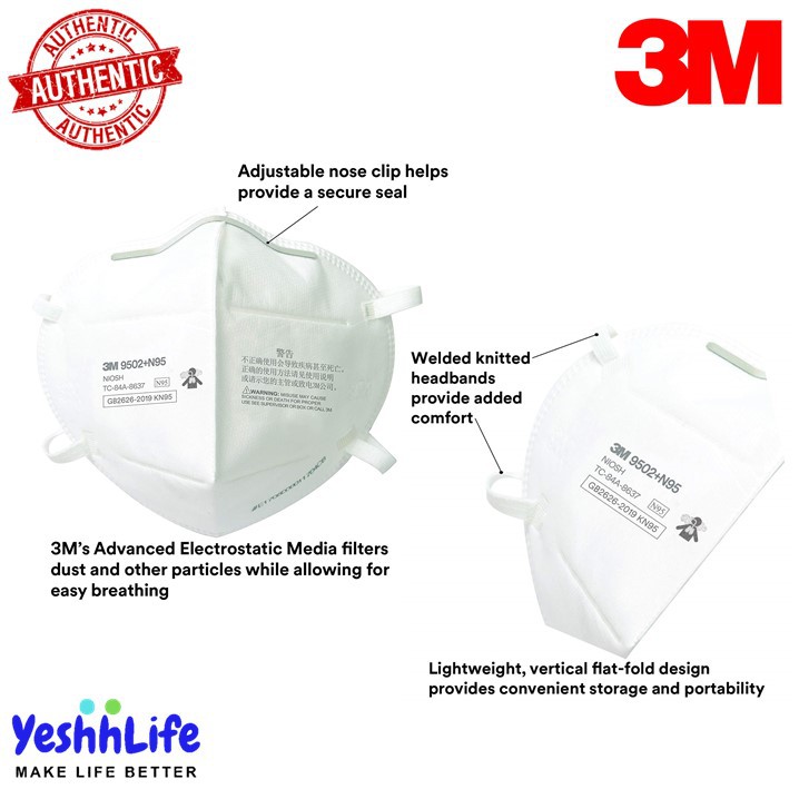 YESHHLIFE 3M N95 [FAST SHIP & READY STOCK] MASK 9502+ 9502 N95 NIOSH ...