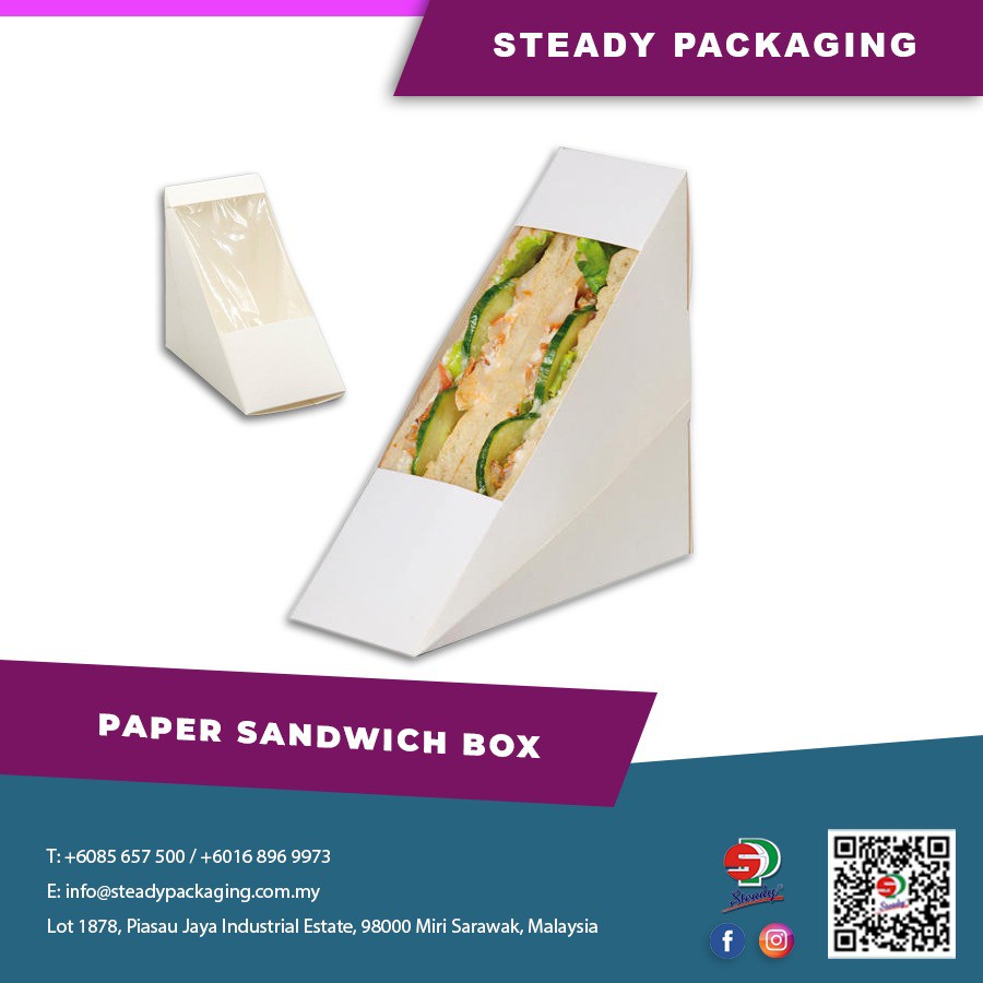 (50PCS) Paper Sandwich Box | Sandwich Box | Kraft Paper | Sandwich ...