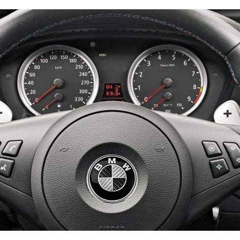 45mm BMW carbon fiber Steering Wheel Adhesive Logo Badge Fits B M W 1 3 5 6 7 Z3 Z4 X5 X6 E46 ...