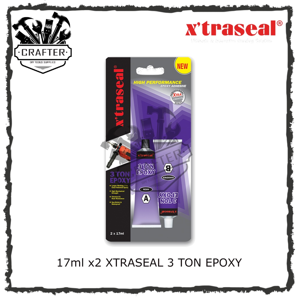 X'TRASEAL X'traseal 3 Ton Epoxy Adhesive Gum Glue ( 17ml x 2) | Shopee ...