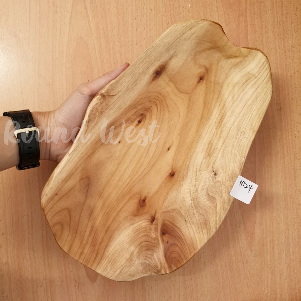 (Smaller) Wooden Tray Plate Natural Grain Irregular Organizer | Pinggan ...