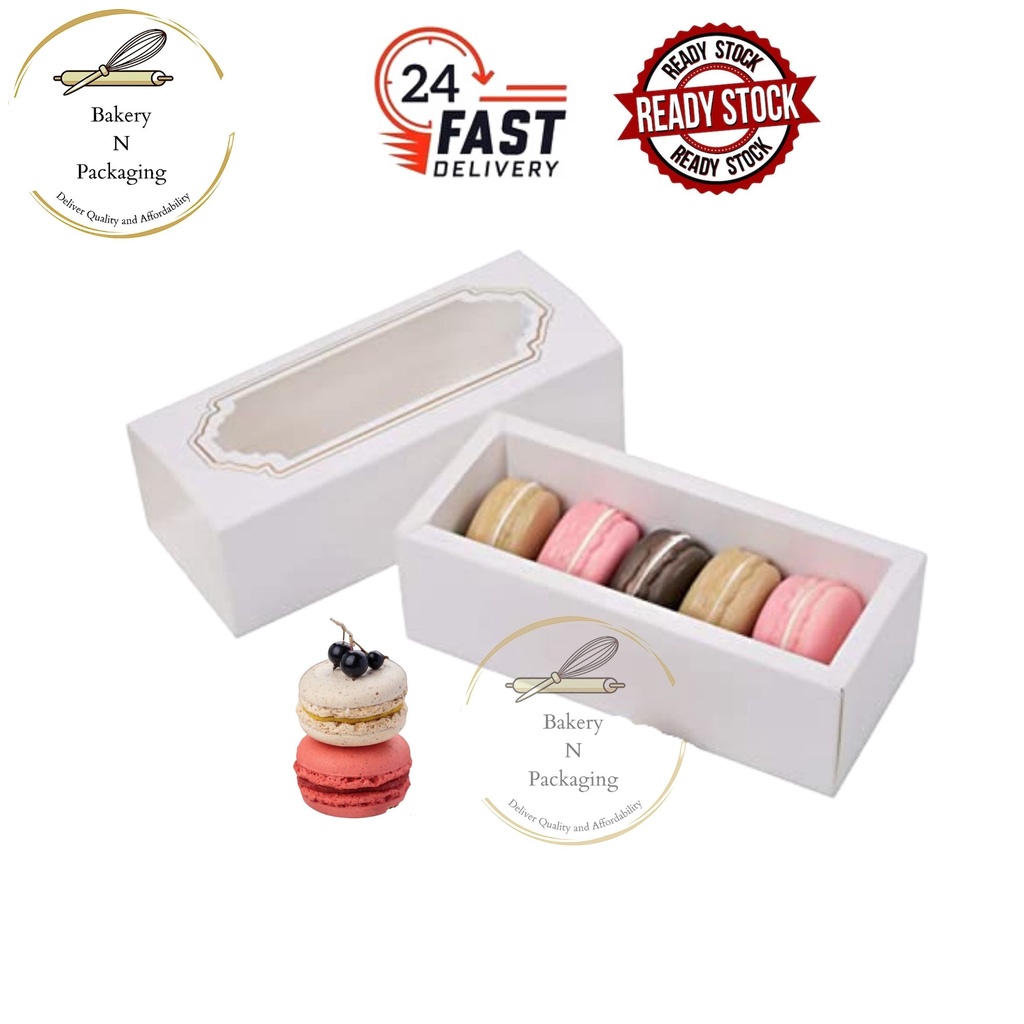 10pcs Macaron Box with Window (fit 5 Macarons) Kotak Macaron 马卡龙包装盒子 ...