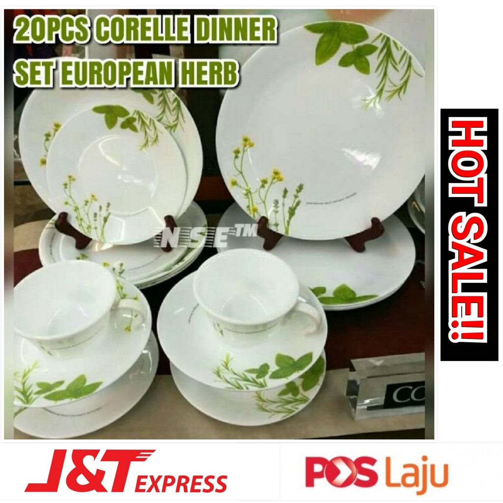 ORIGINAL! 20PCS CORELLE DINNER SET EUROPEAN HERB /SET PINGGAN CAWAN ...