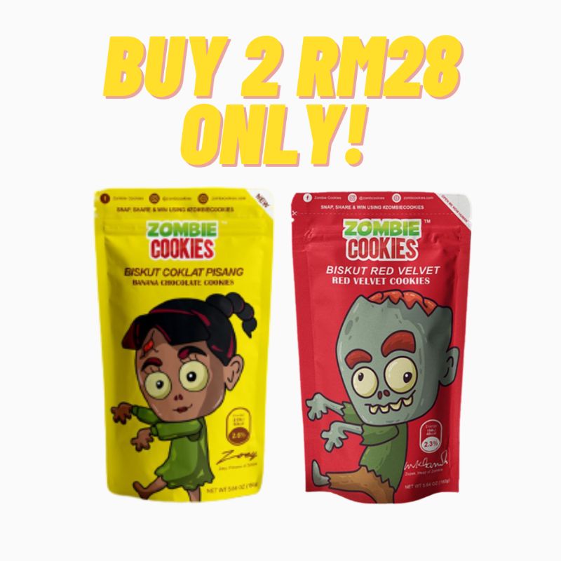 ZOMBIE COOKIES Biskut Red Velvet + Mocha + Banana Chocolate + Salted ...